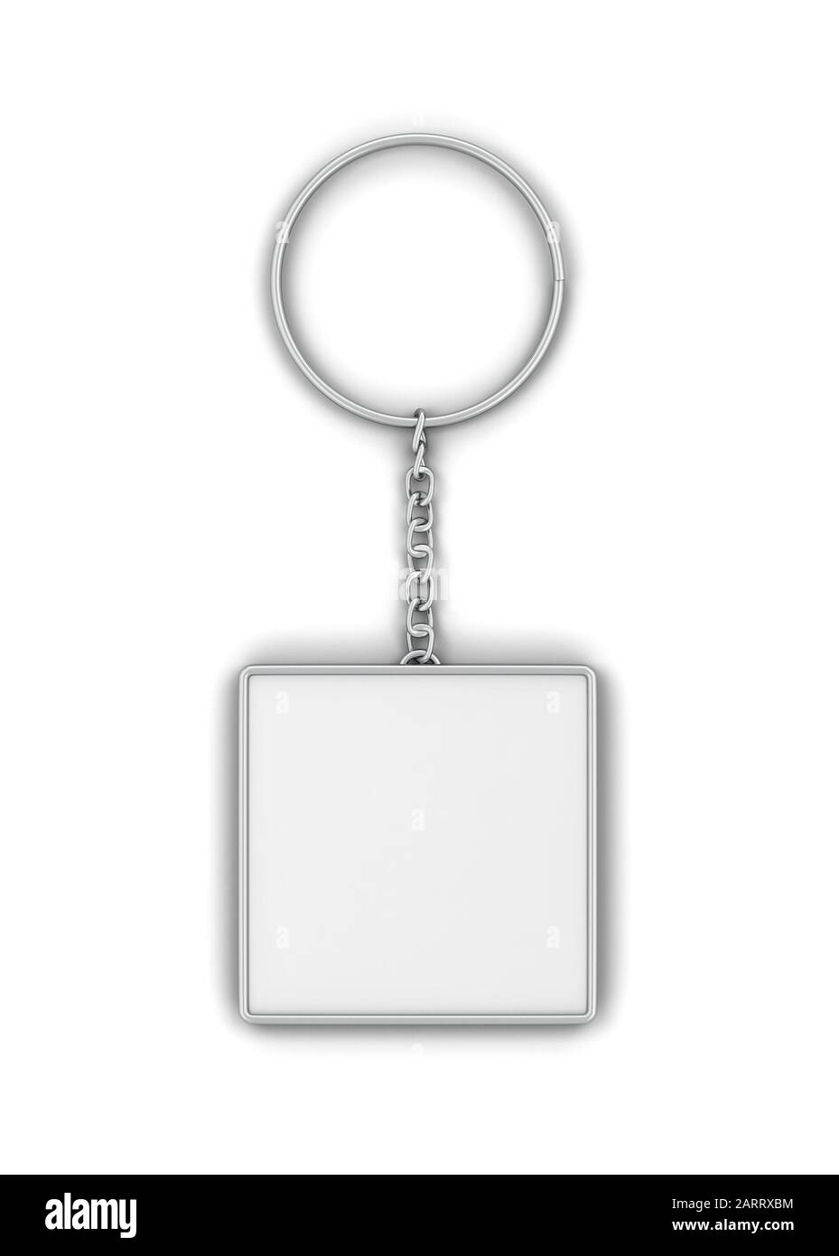 Blank metallic keychain mockup. 3d illustration isolated on white ...