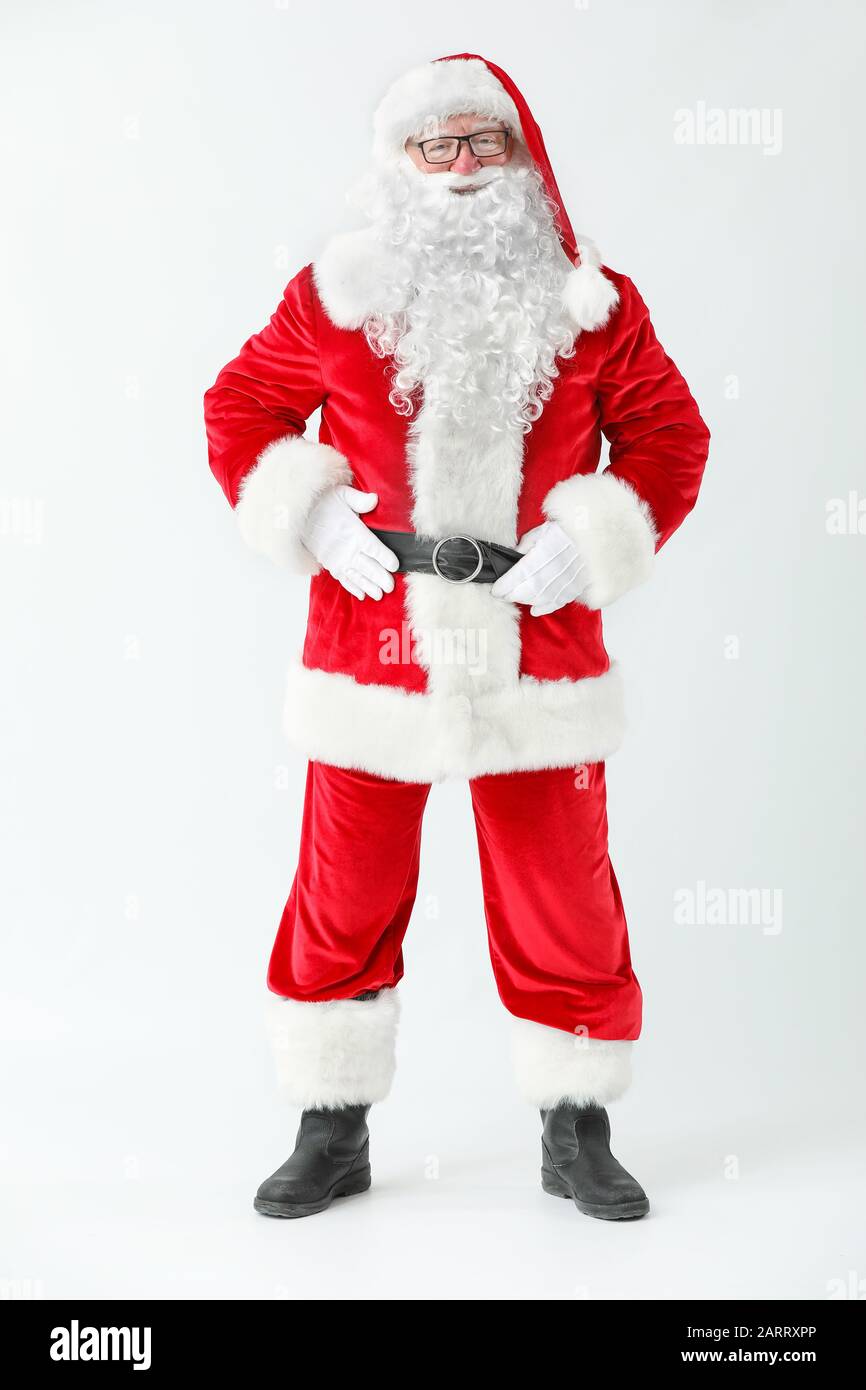 Happy Santa Claus on white background Stock Photo - Alamy