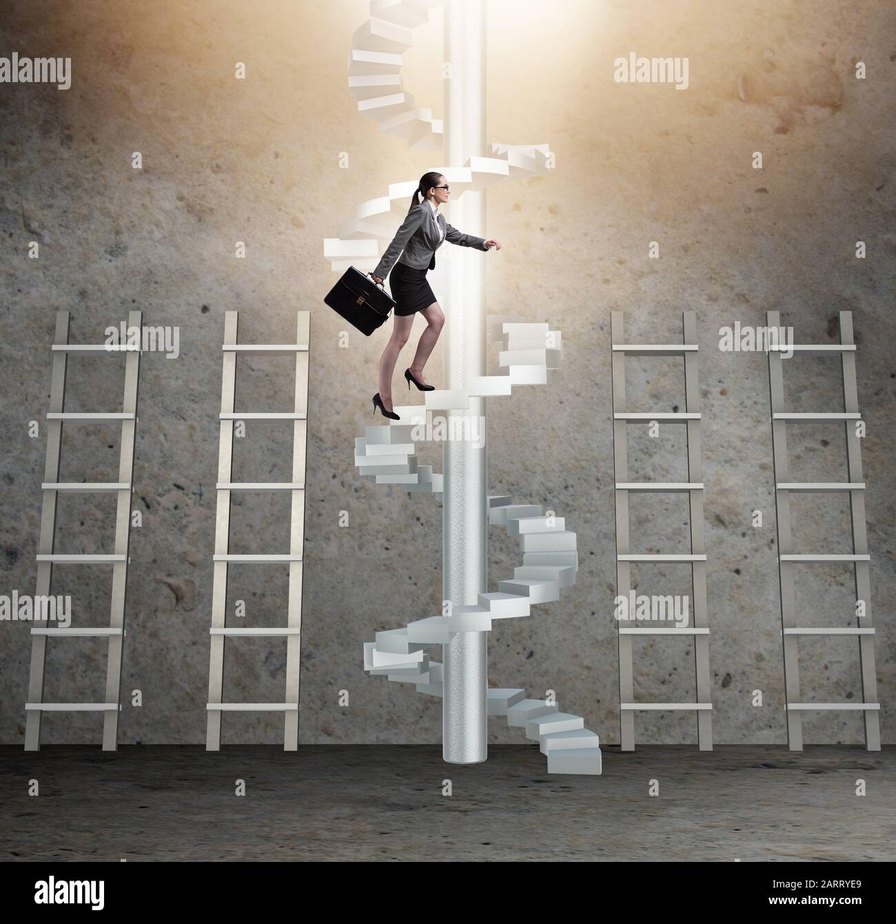 The career progression concept with ladders and staircase Stock Photo ...