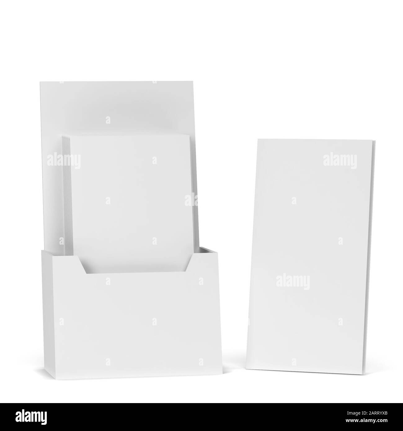 Blank brochure holder mockup. 3d illustration isolated on white ...