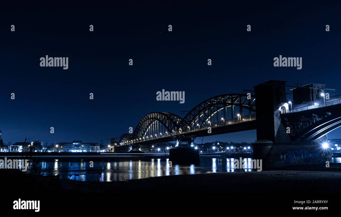 Bridge in the night Stock Photo - Alamy