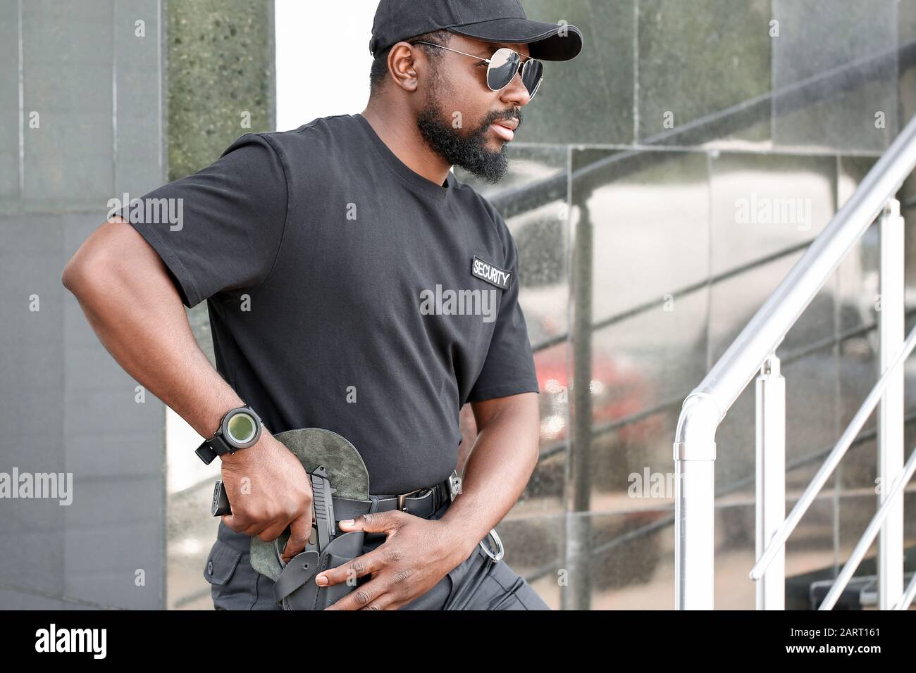 African-American security guard outdoors Stock Photo - Alamy
