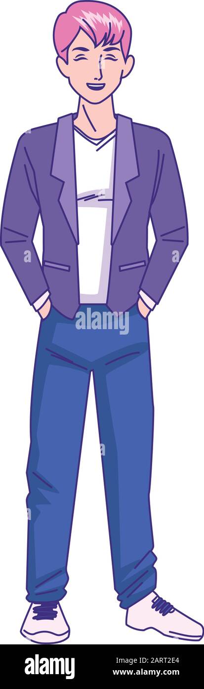 cartoon man standing and wearing casual clothes Stock Vector Image ...