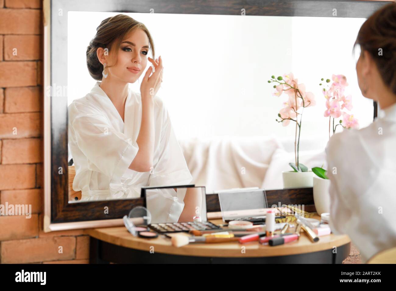 Morning of beautiful young bride before wedding ceremony Stock Photo ...