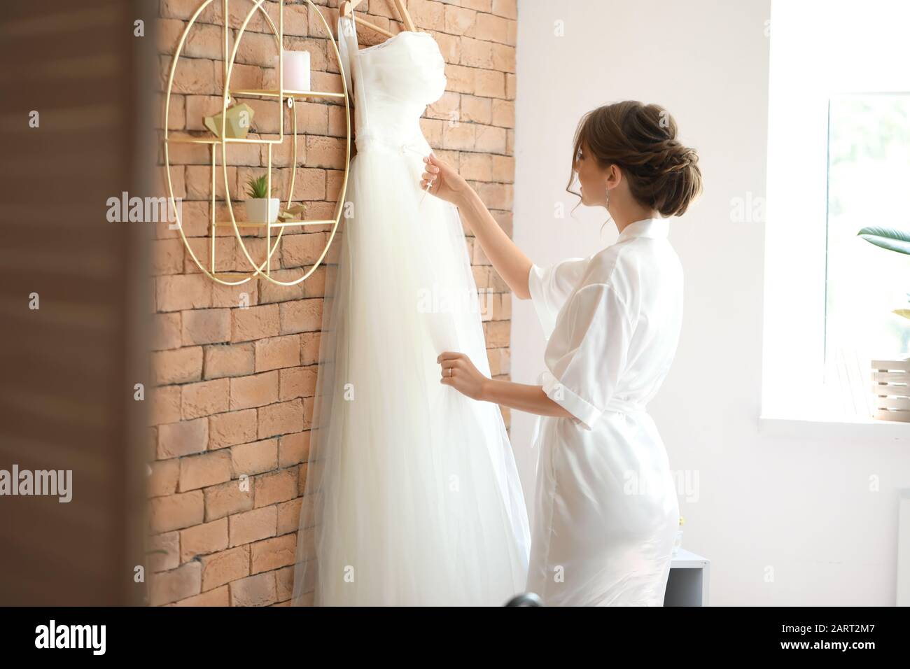 Morning of beautiful young bride before wedding ceremony Stock Photo ...