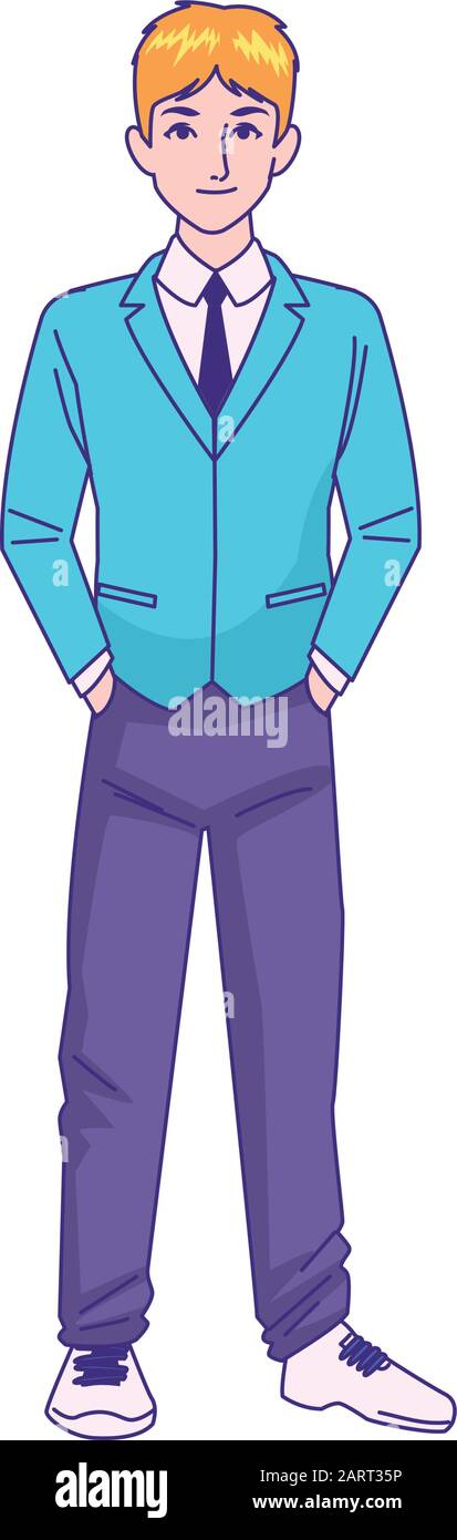 cartoon young man standing wearing suit Stock Vector Image & Art - Alamy