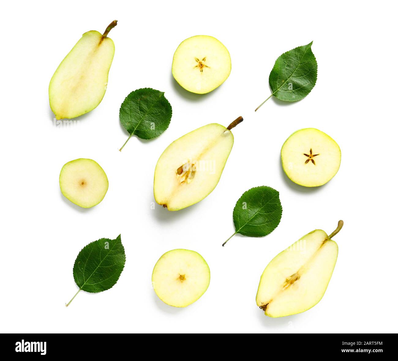 Fresh cut pears on white background Stock Photo - Alamy