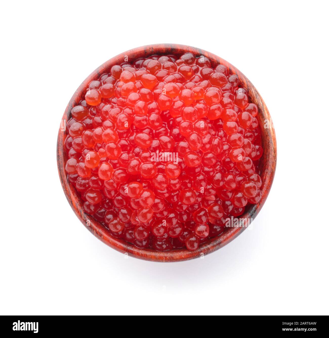 Bowl with red caviar on white background Stock Photo - Alamy