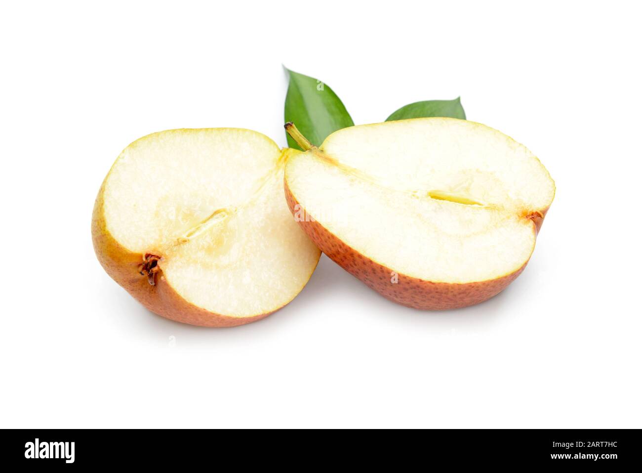 Sweet cut pear on white background Stock Photo - Alamy