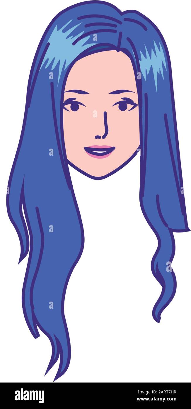 cartoon woman with long hair Stock Vector Image & Art - Alamy