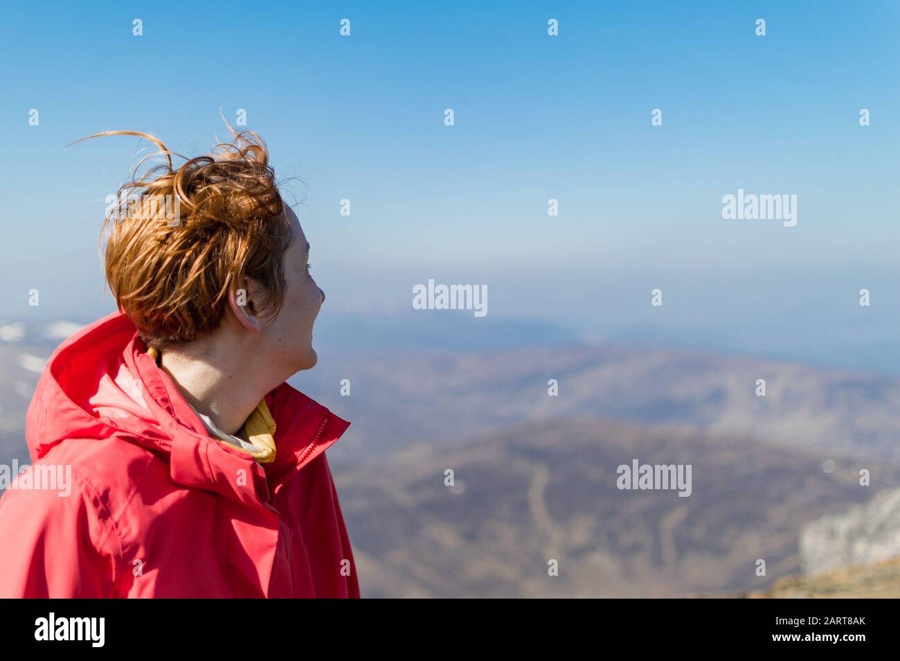 Female hill walker on top of Schiehallion Stock Photo - Alamy