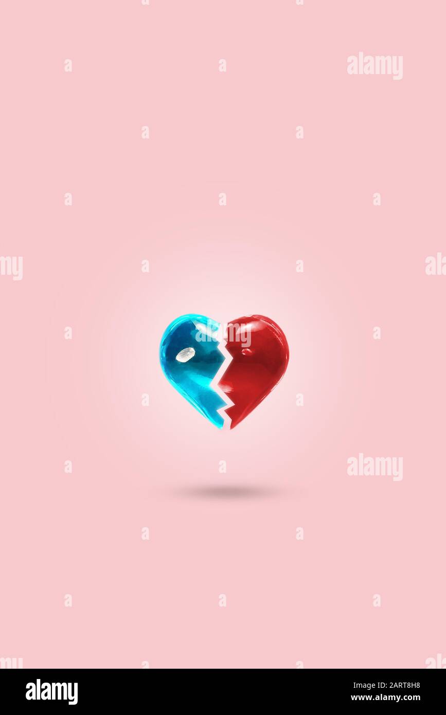 Two halves of a heart pastel background. Minimalism. Concept of love ...