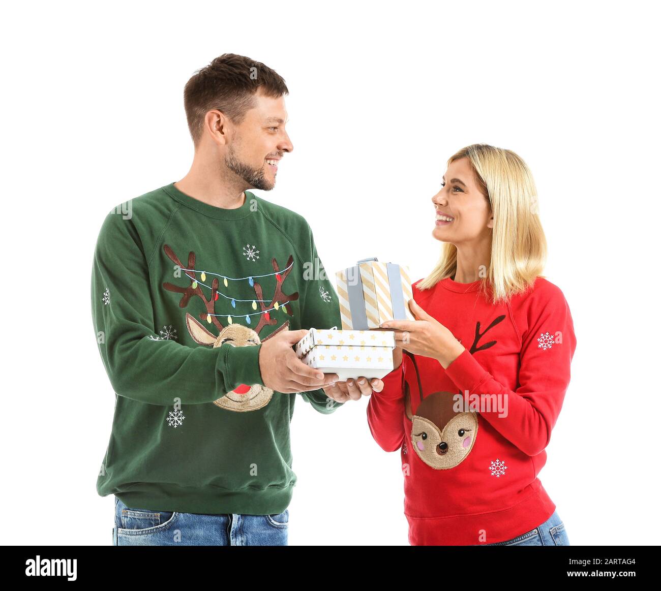 Couple celebrating christmas family Cut Out Stock Images & Pictures - Alamy