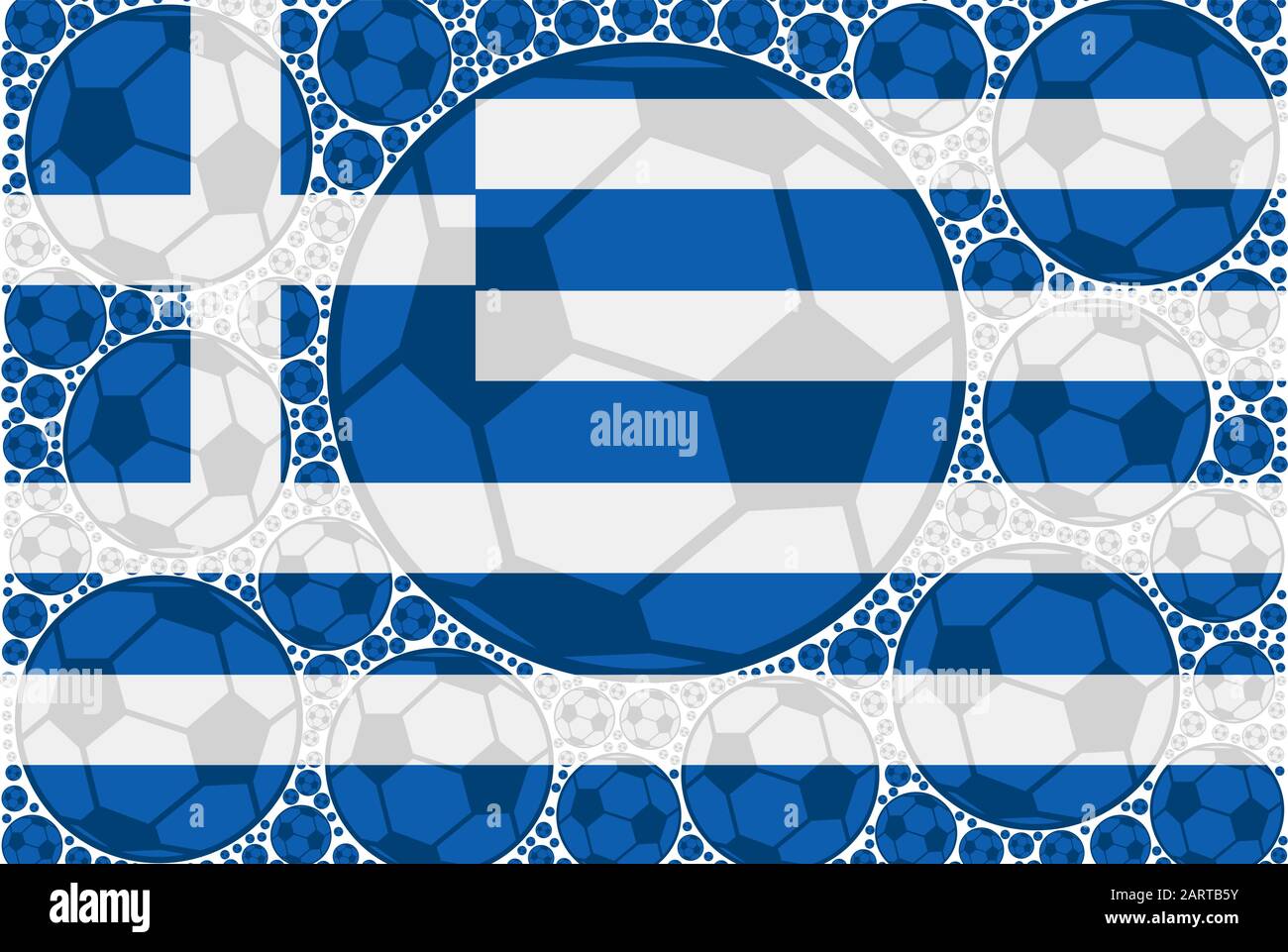 Concept illustration showing the flag of Greece made up of soccer balls ...