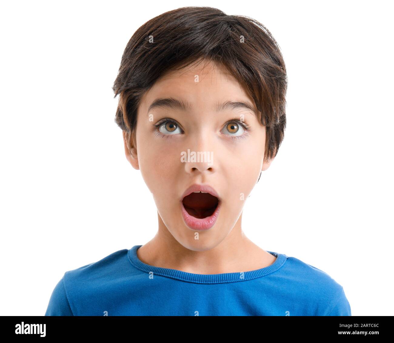 Surprised little boy on white background Stock Photo - Alamy