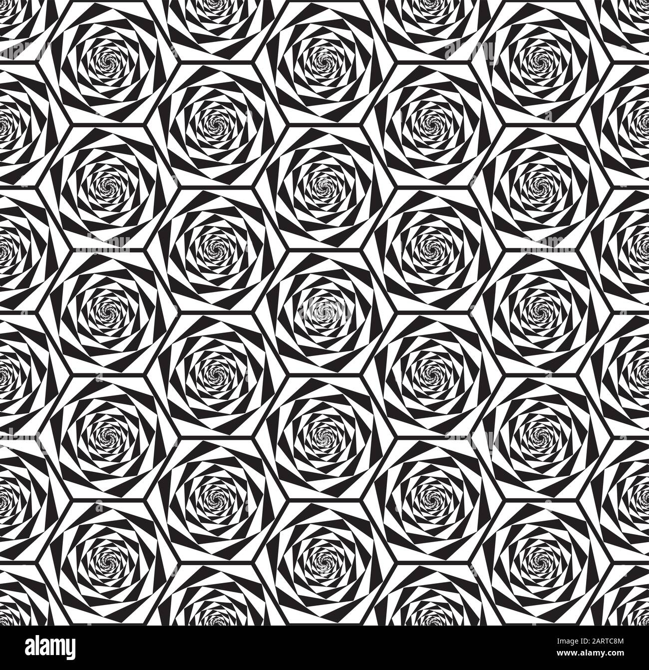 Seamless Op Art Hexagon Spiral Pattern Texture Wallpaper Stock Vector ...