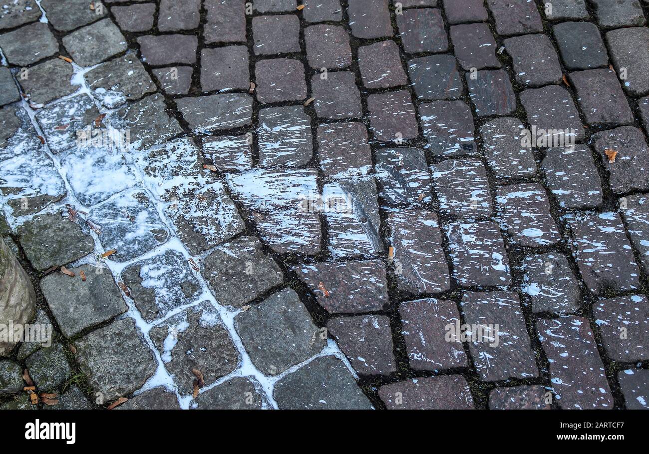 Detailed close up view on cobblestone textures in different ...