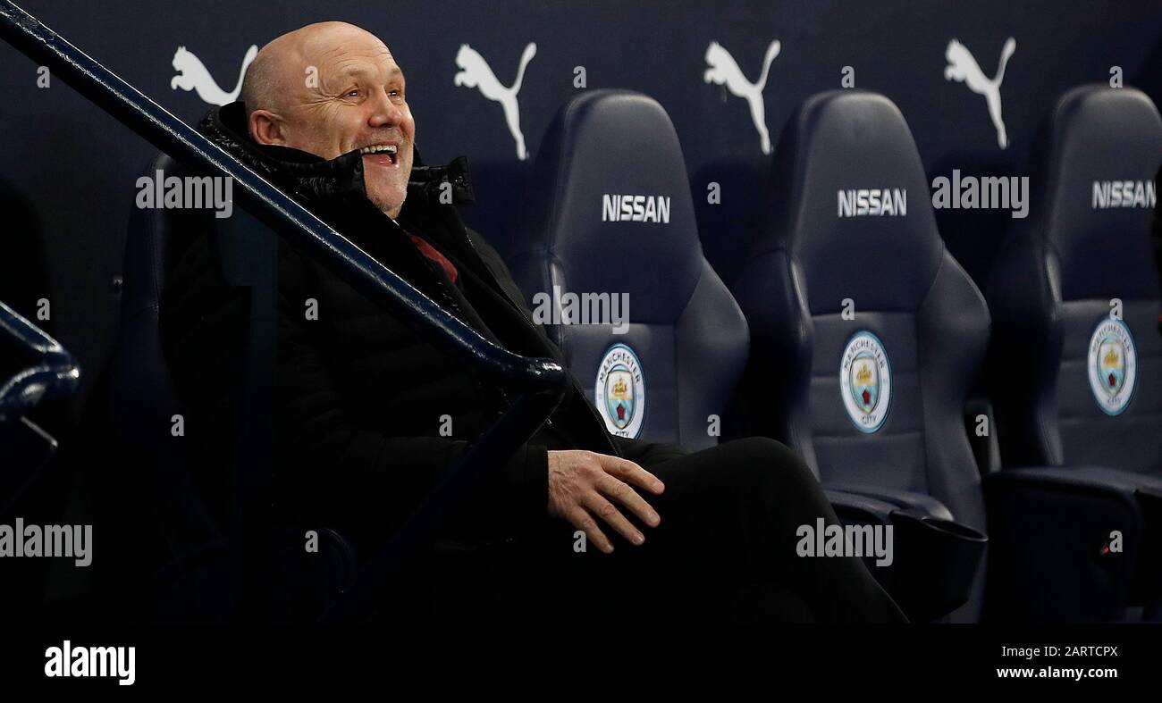 Manchester city manager pepe guardiolas chair hi-res stock photography ...