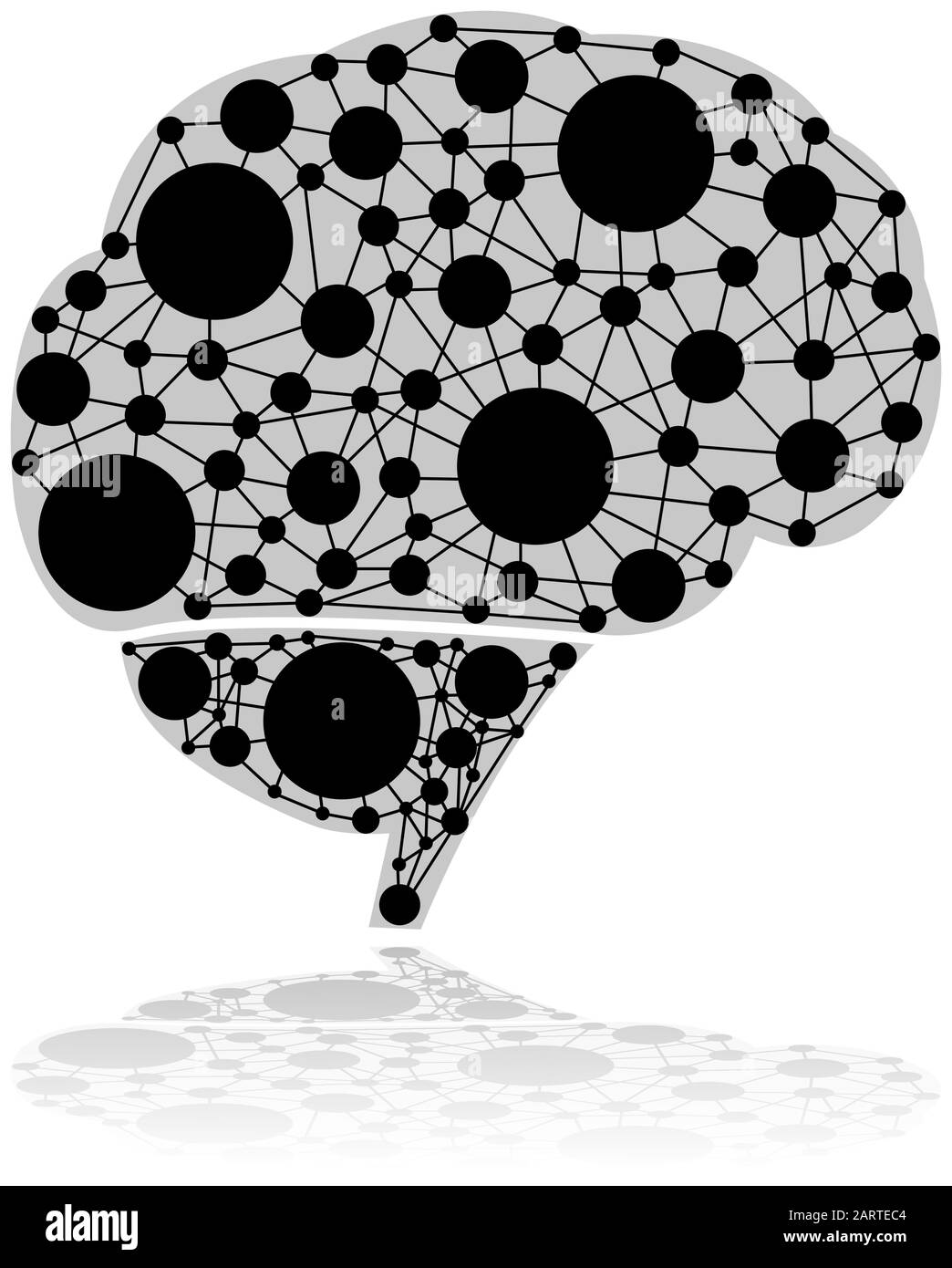 Concept illustration showing a brain made up of circles connected by ...