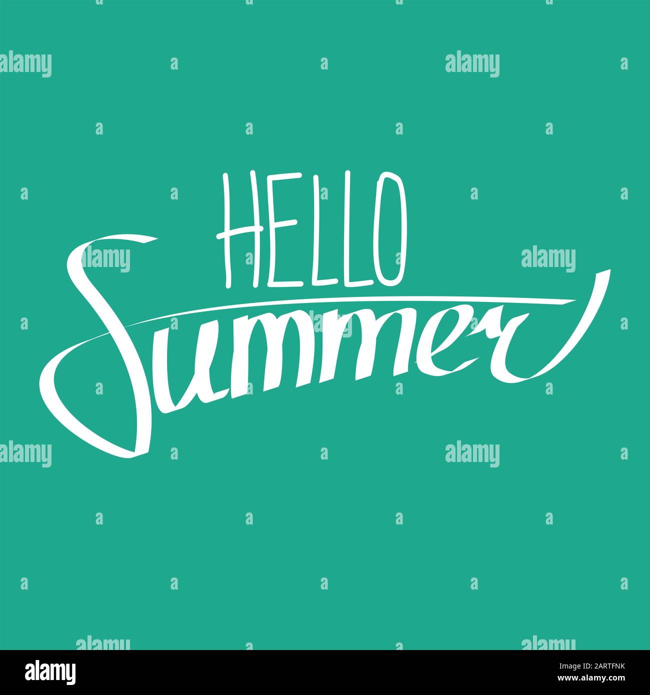 Hello summer lettering composition. White letters on green background ...