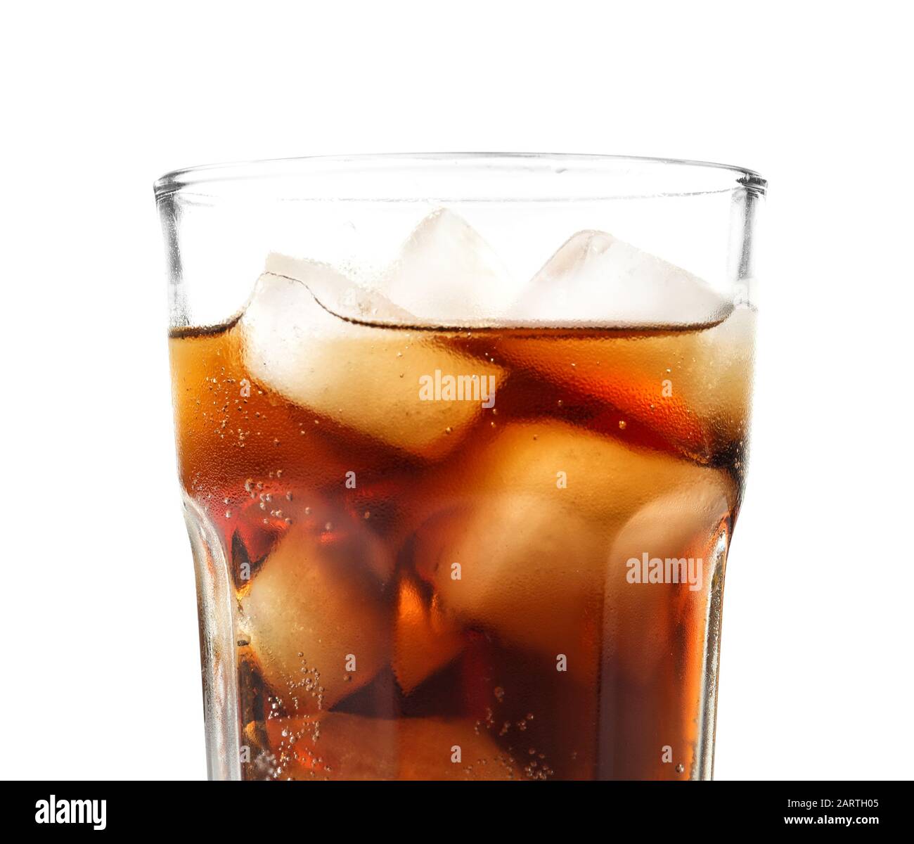 Glass of cold cola on white background Stock Photo - Alamy
