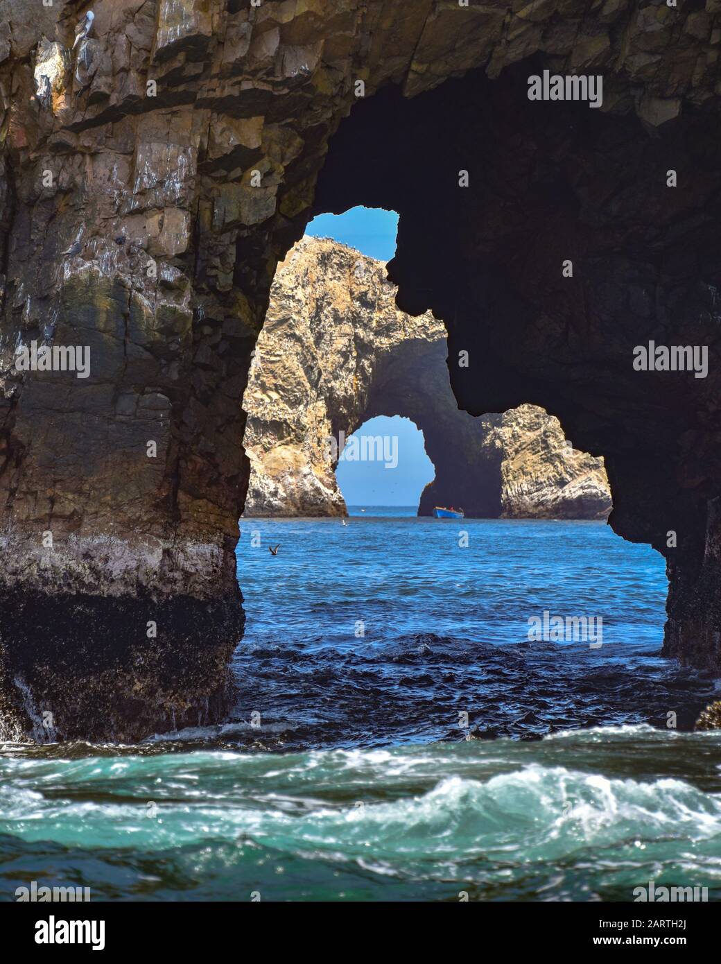 Cliffs and rock formations on the Islas Ballestas. Pisco Bay, Paracas ...