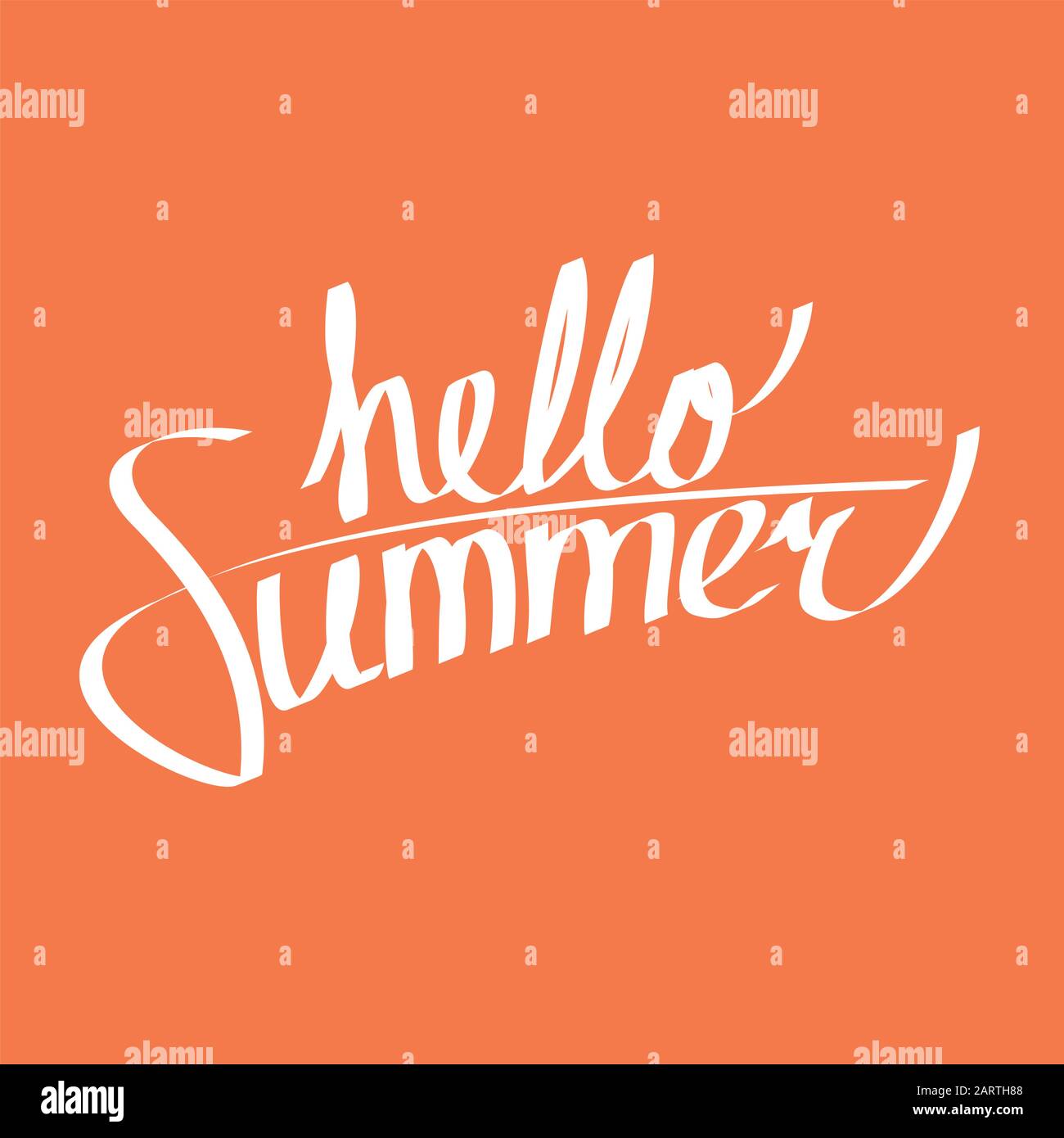 Hello summer lettering composition. White letters on orange background ...