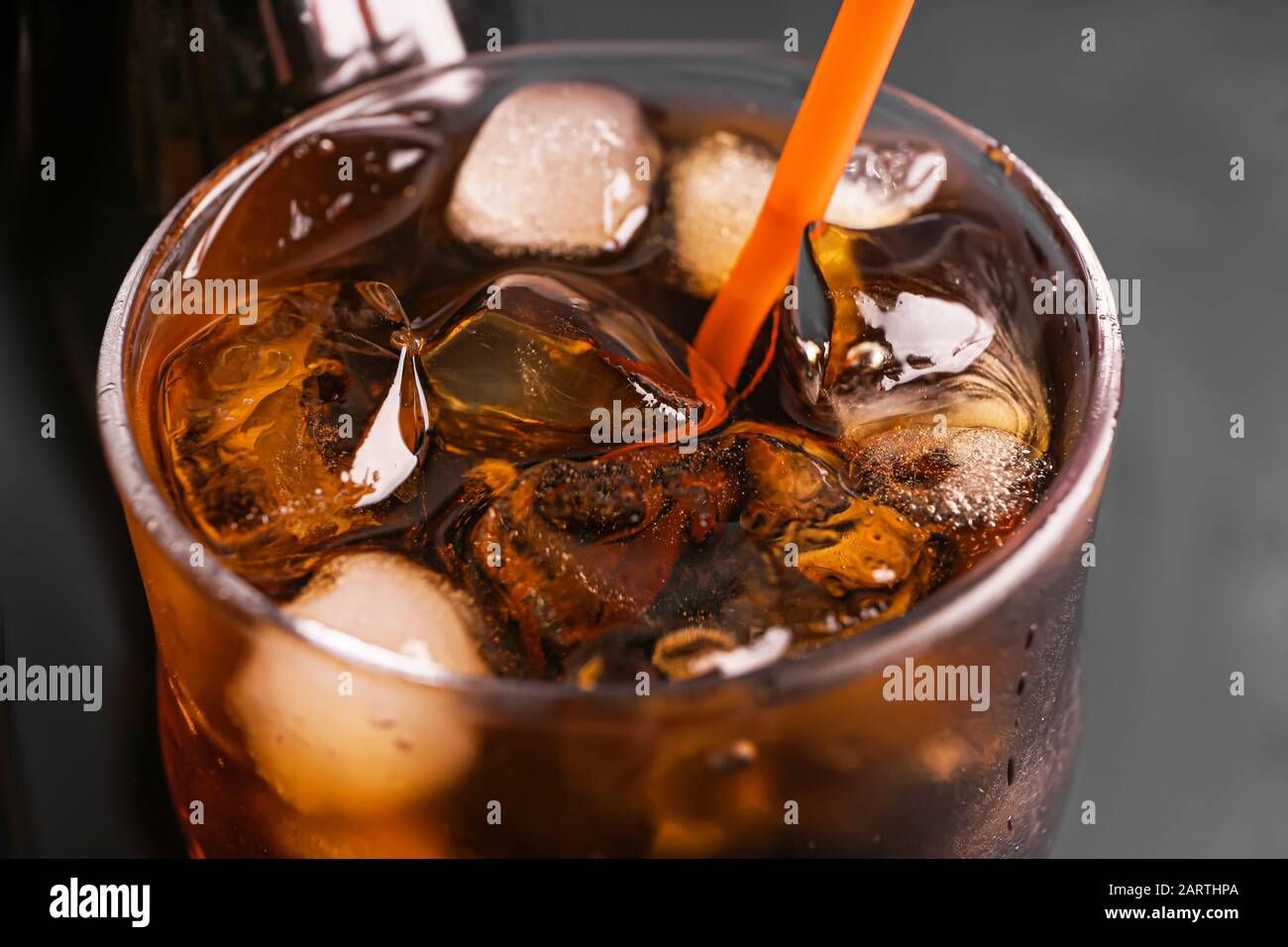 Glass of cold cola, closeup Stock Photo - Alamy