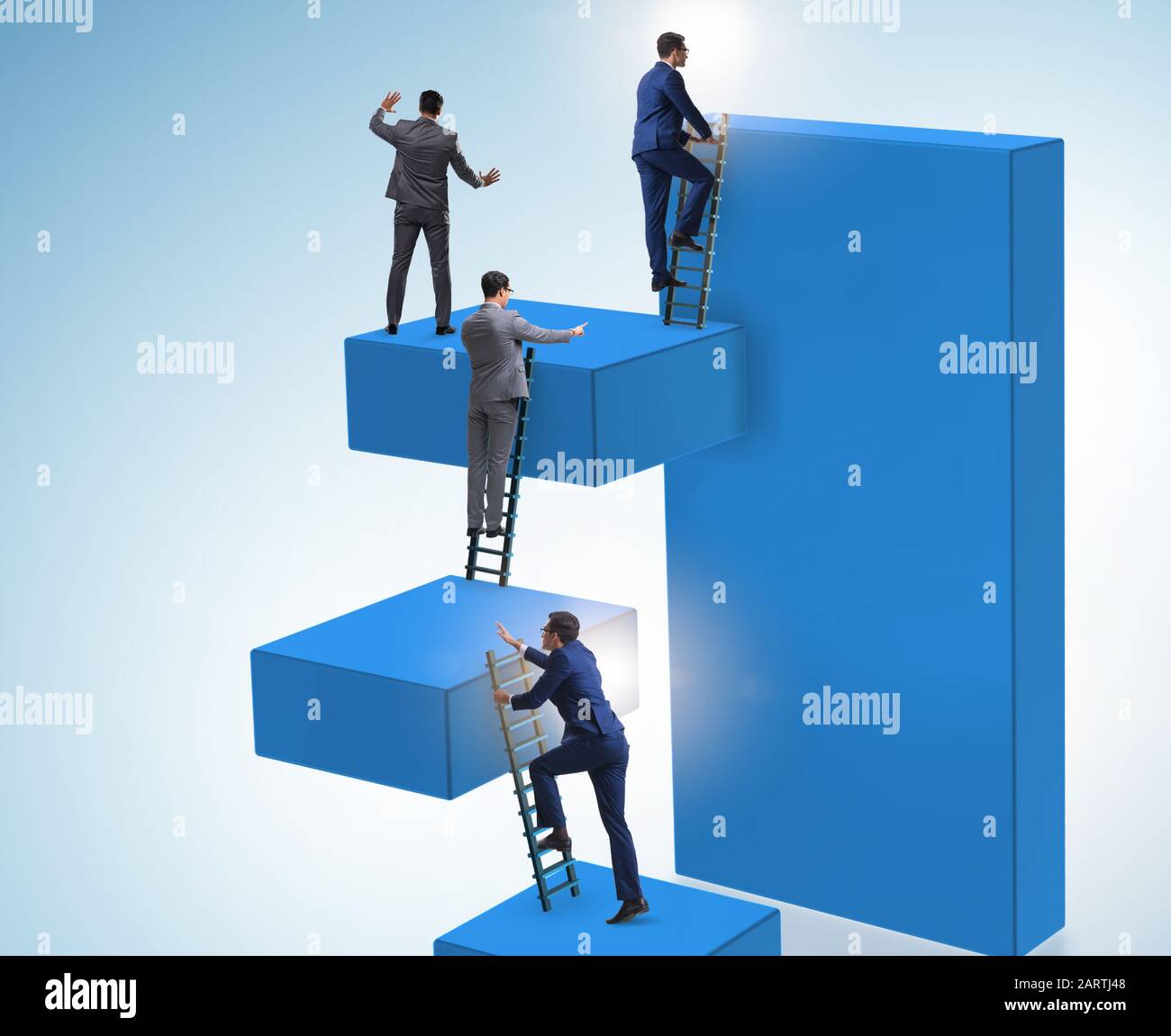 The businessman climbing blocks in career ladder business concept Stock ...