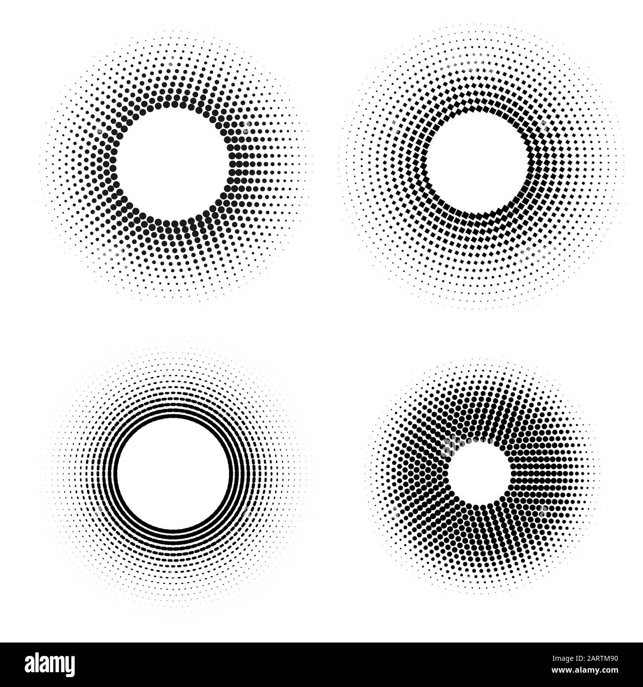 Set of halftone backgrounds. Dotted abstract forms. Black dots vector ...