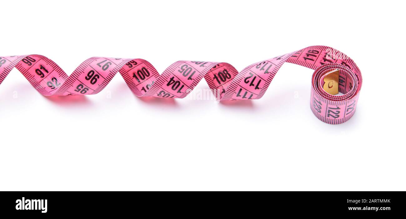Measuring tape on white background Stock Photo - Alamy