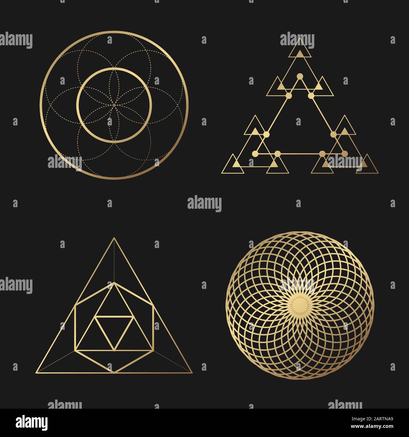 Sacred geometry golden vector design elements collection Stock Vector ...