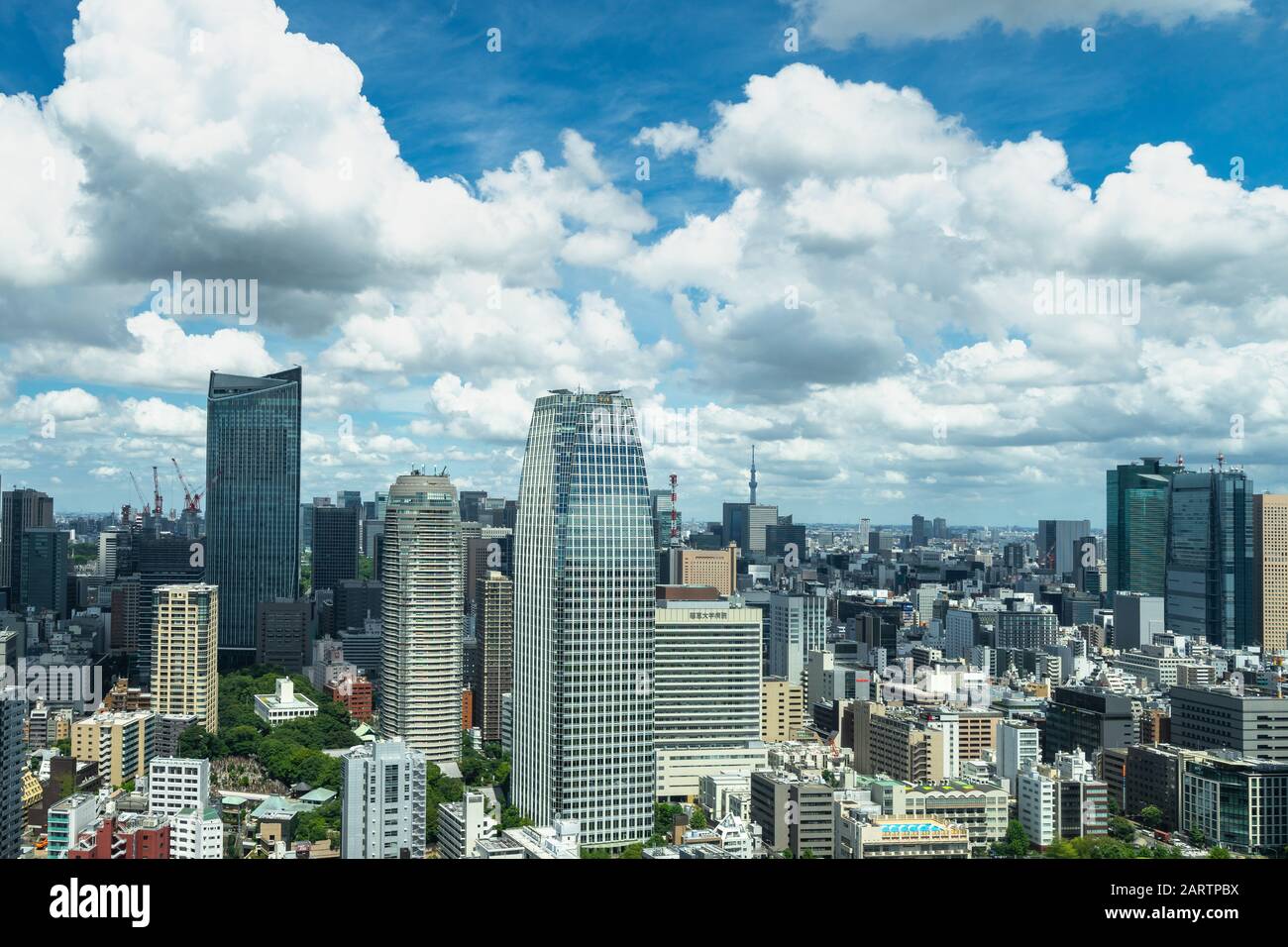 Aerial View of Tokyo from Tokyo Tower. Tokyo Tower has two observation ...