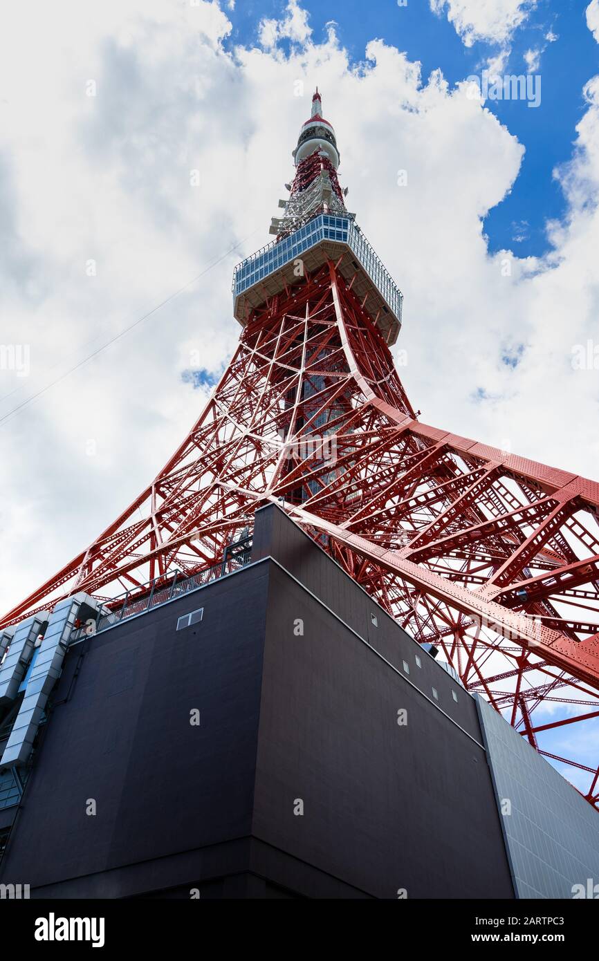 Base view of Tokyo Tower, one of the most visited tourist attraction of ...