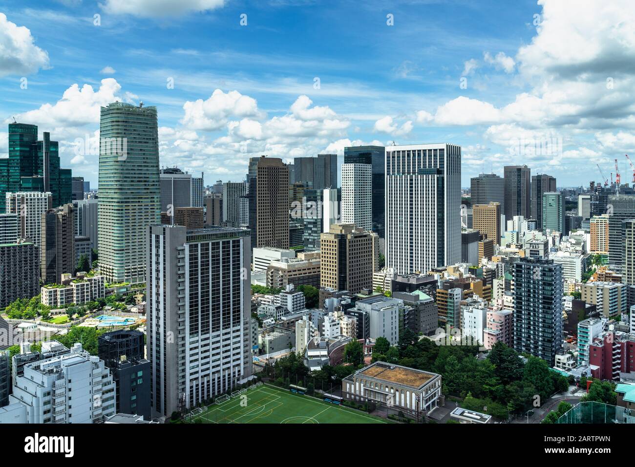 Aerial View of Tokyo from Tokyo Tower. Tokyo Tower has two observation ...