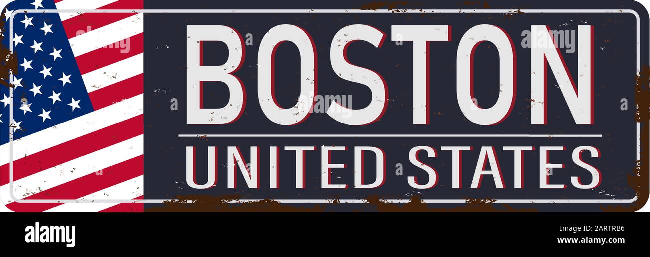 Boston vintage rusty metal sign on a white background, vector ...