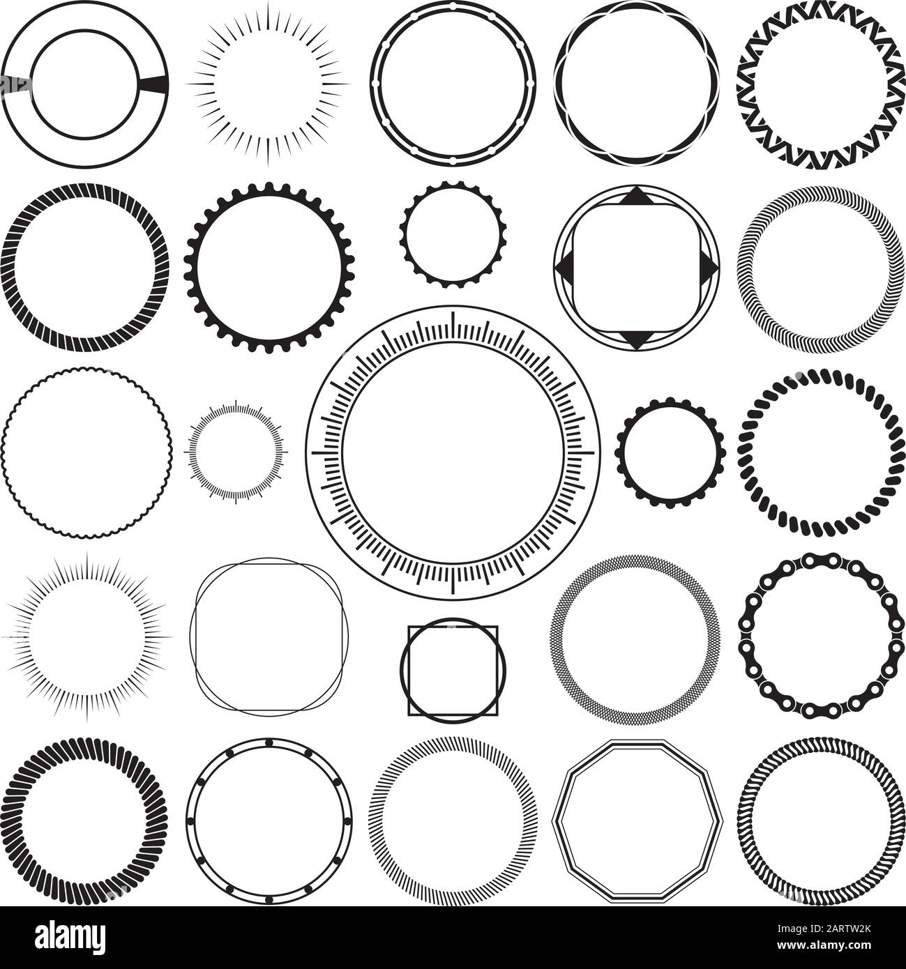 Collection of Round Decorative Ornamental Border Frames with Clear ...