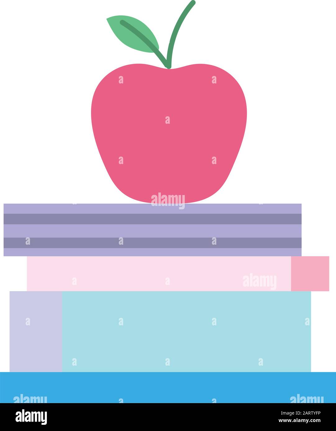 back to school education apple on stacked books literature vector ...