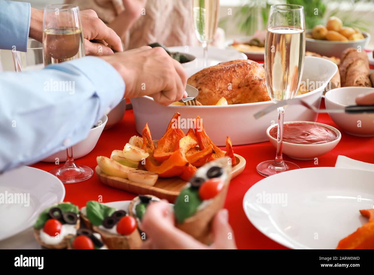 Big family having dinner at home Stock Photo - Alamy