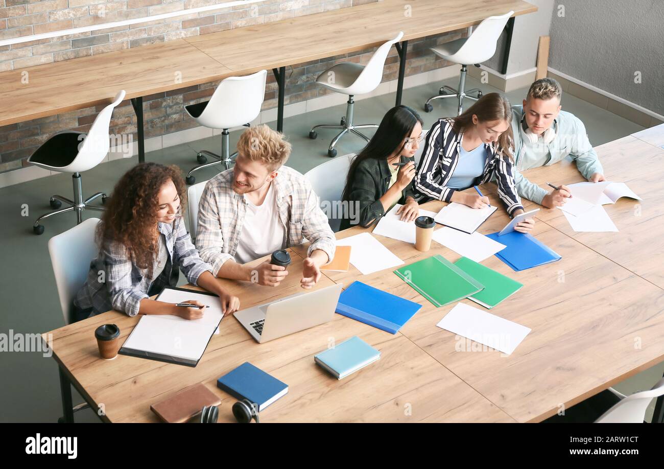 Group of students preparing for exam in university Stock Photo - Alamy