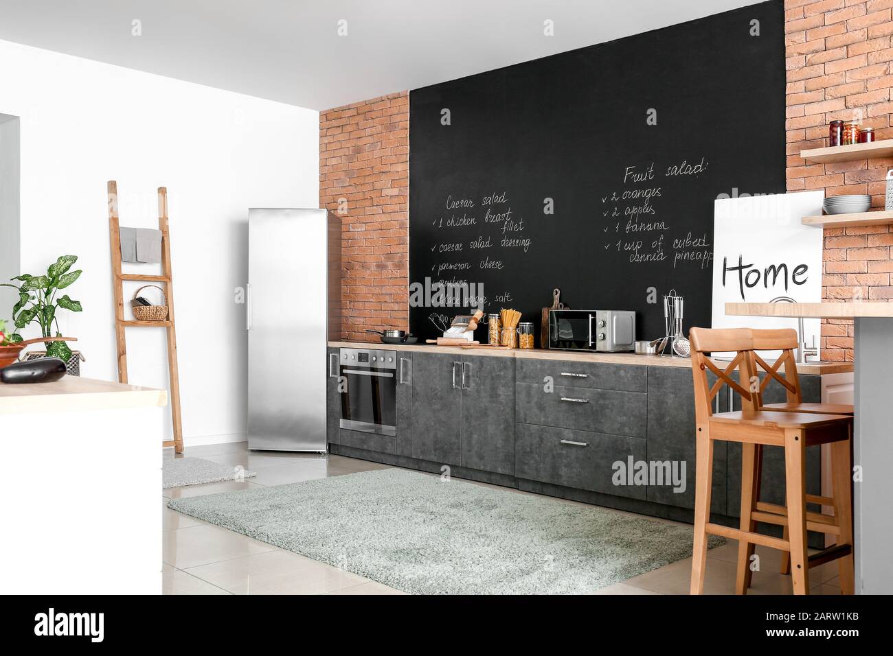 Interior of beautiful modern kitchen Stock Photo - Alamy