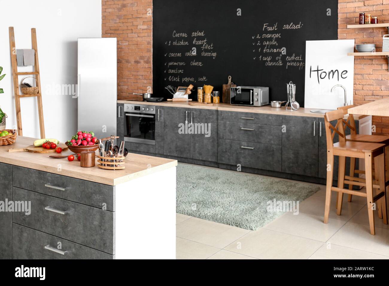 Interior of beautiful modern kitchen Stock Photo - Alamy