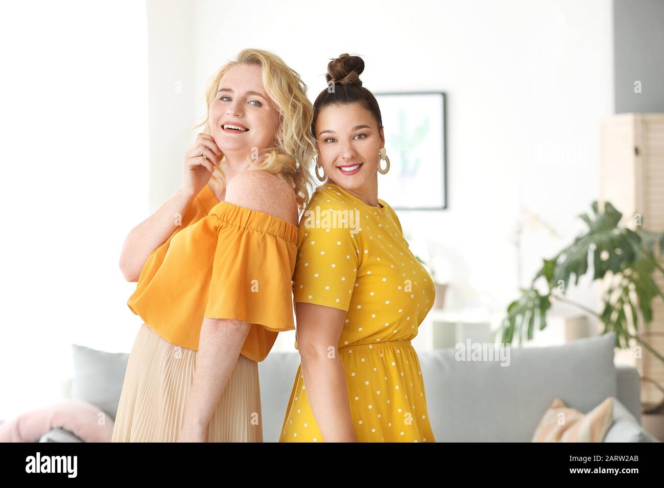 Happy body positive women at home Stock Photo - Alamy
