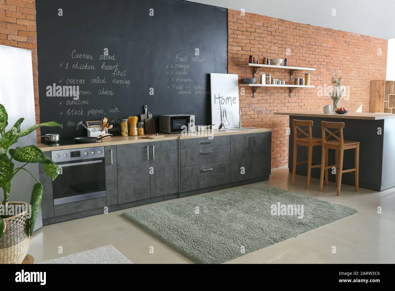 Interior of modern comfortable kitchen Stock Photo - Alamy