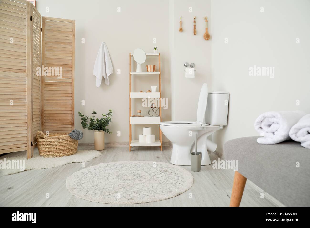 Interior of modern comfortable restroom Stock Photo - Alamy