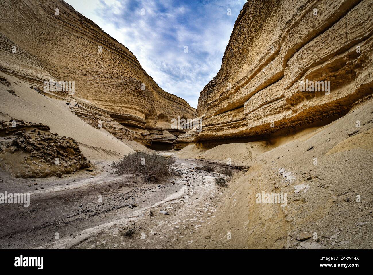 Weathered rock formations in the Canyon de los Perdidos. Nazca Desert ...