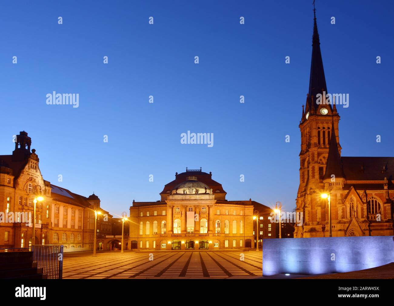 Chemnitz, Germany, Theaterplatz (Theater square) at the town center ...