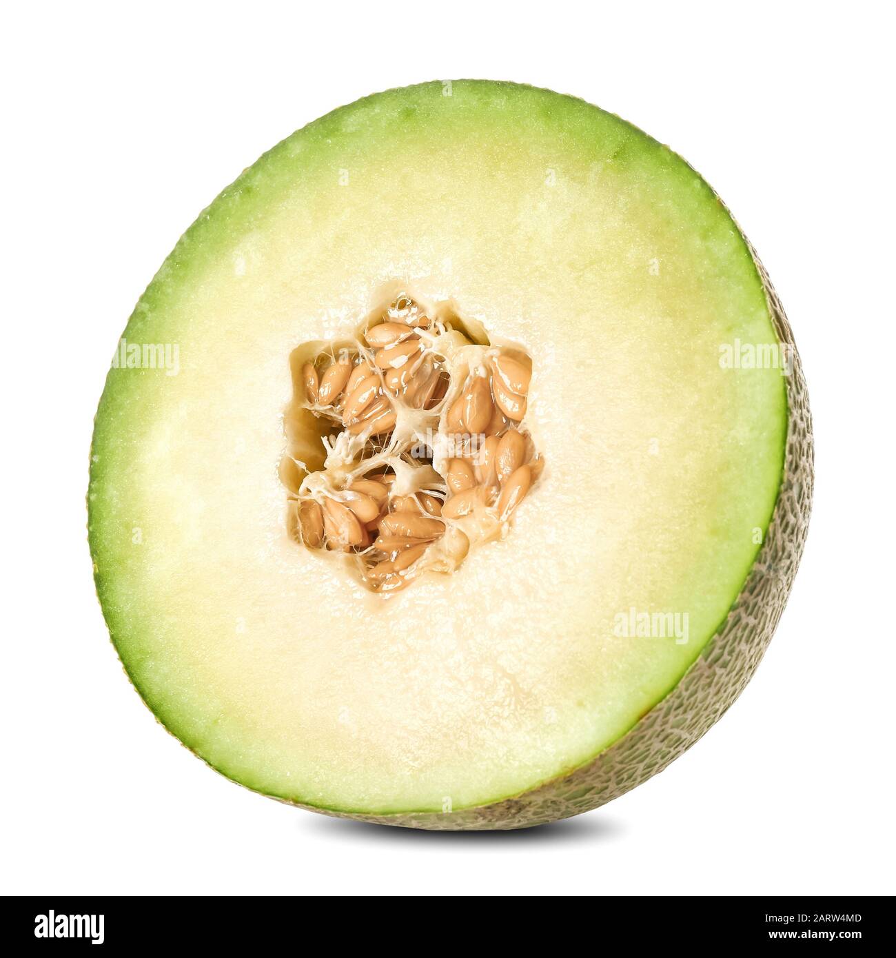 Tasty cut melon on white background Stock Photo - Alamy