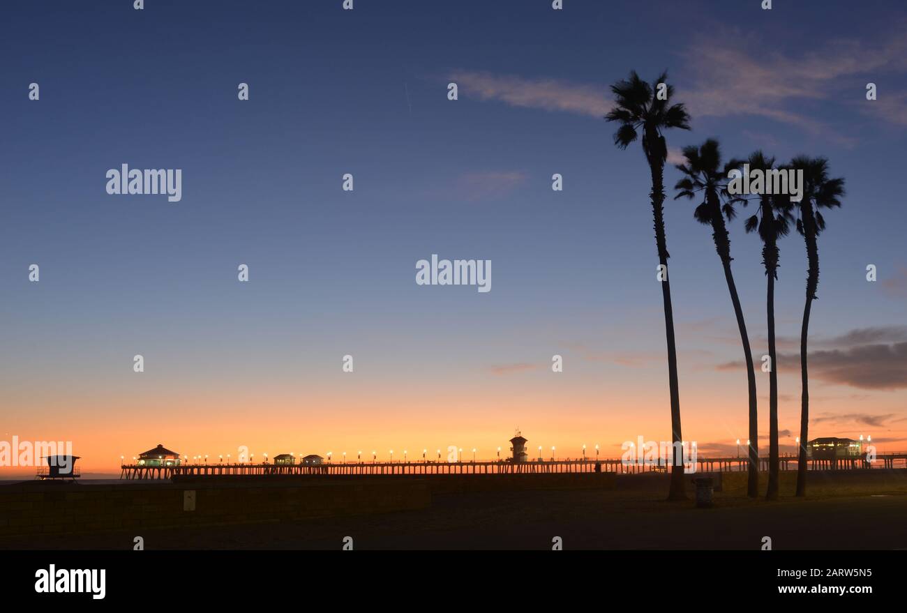 Huntington beach pier night california hi-res stock photography and ...