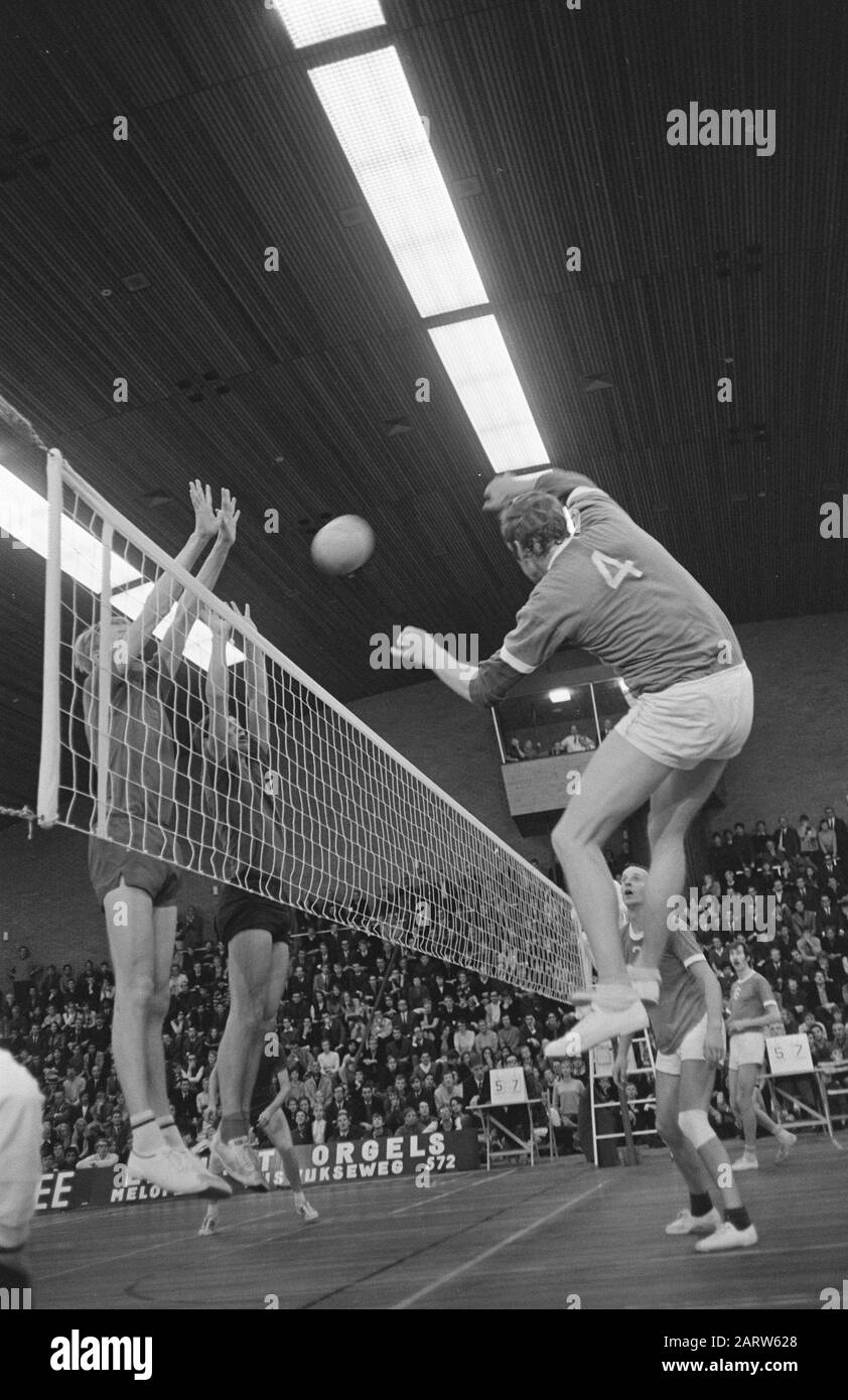 Volleyball match block-AMVJ game moments Date: November 23, 1968 ...